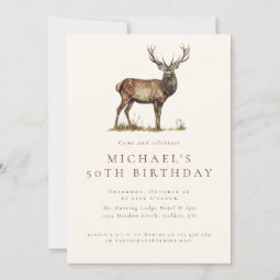Elegant Deer Hunting Stag Adult Birthday Party Invitation | Zazzle