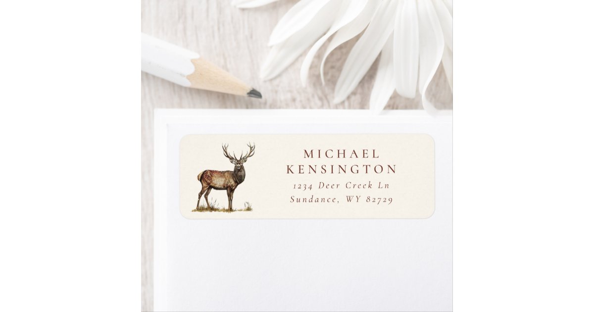 Elegant Deer Hunting Stag Custom Return Address Label | Zazzle