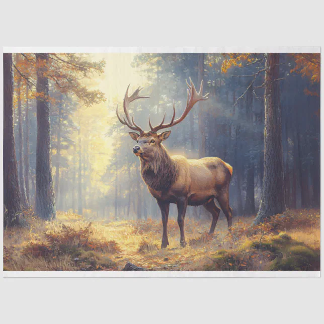 Elegant Deer Stag in the Forest Decoupage Tissue Paper | Zazzle