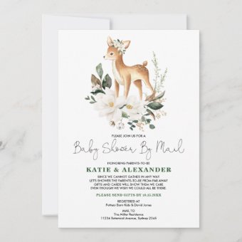 Elegant Deer Woodland Fawn Baby Shower By Mail Invitation | Zazzle