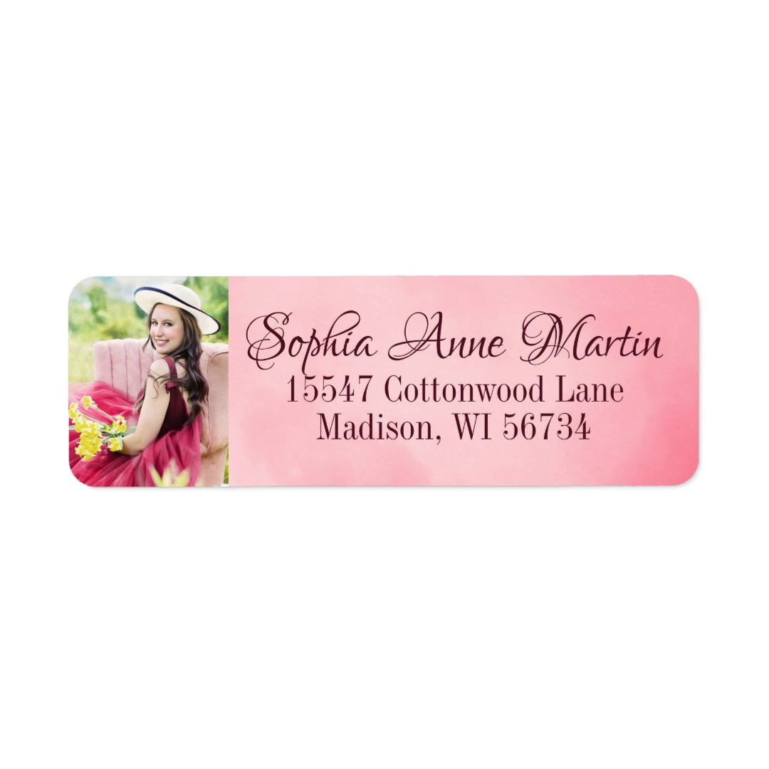 Elegant Delicate and Feminine Pink Photo Address Label | Zazzle