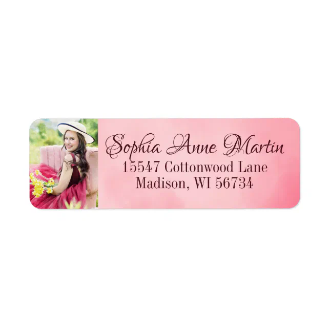 Elegant Delicate and Feminine Pink Photo Address Label | Zazzle
