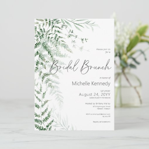Elegant Delicate Greenery Ferns Bridal Brunch Invitation | Zazzle