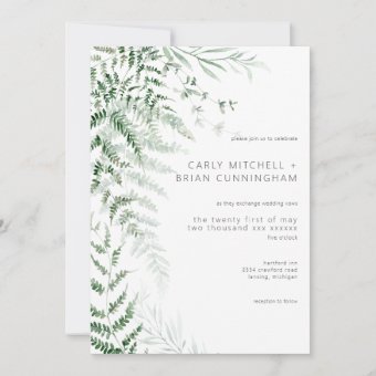 Elegant Delicate Greenery Ferns Wedding Invitation | Zazzle