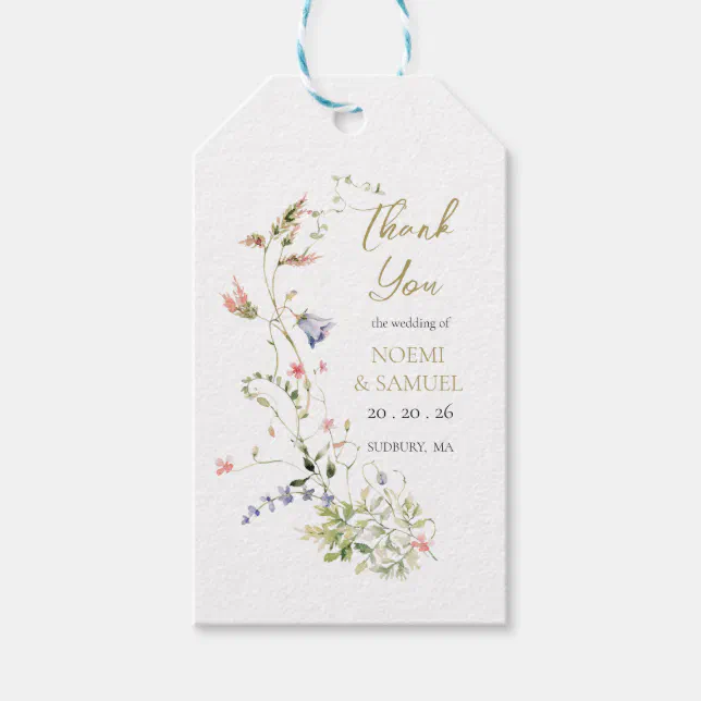 Elegant Delicate Watercolor Wildflower Wedding Gift Tags | Zazzle