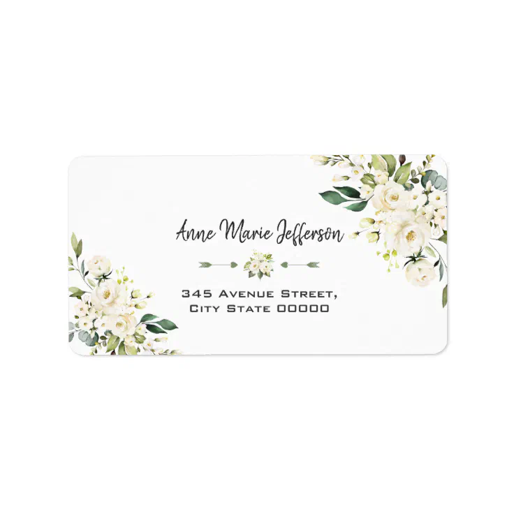 Elegant Delicate White Cream Floral Wedding Label | Zazzle