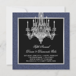 Elegant Denim and Diamonds Party Invitation | Zazzle