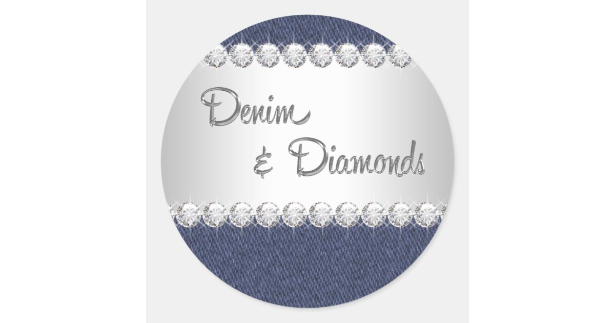Elegant Denim and Diamonds Stickers | Zazzle