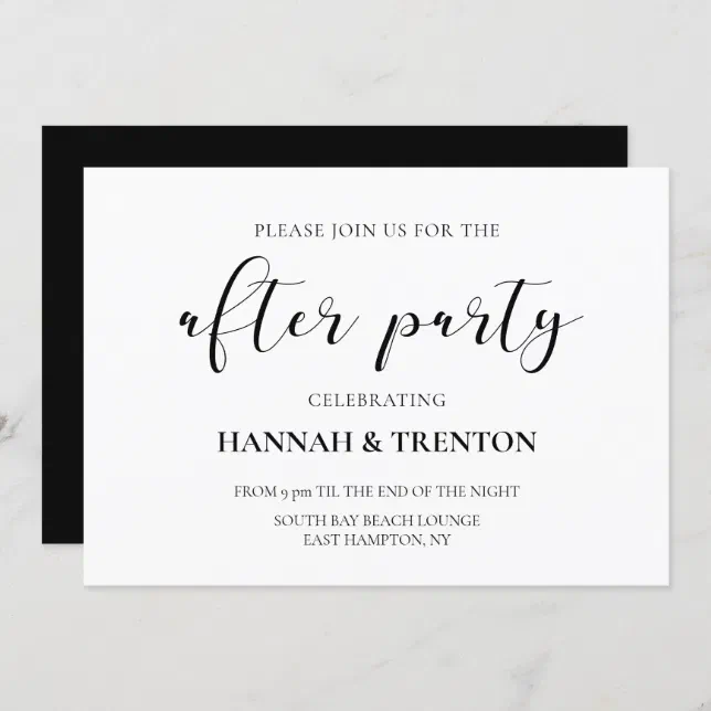 Elegant design wedding after party invitation | Zazzle
