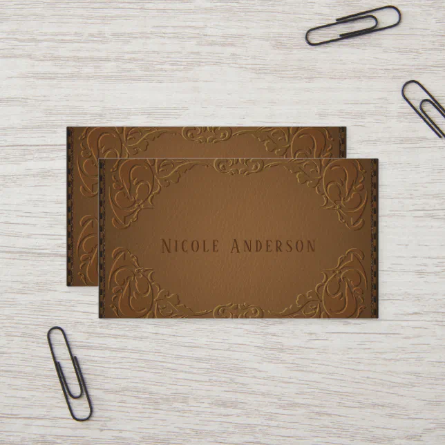 Elegant Designer Leather Rustic Western Country Business Card | Zazzle