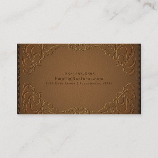 Elegant Designer Leather Rustic Western Country Business Card | Zazzle