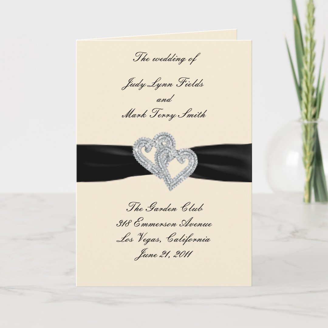 Elegant Diamond Black Ribbon Program Card | Zazzle