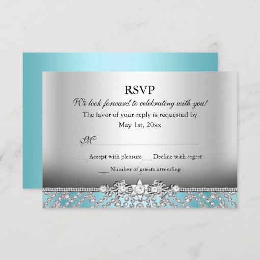 Elegant Diamond Blue RSVP | Zazzle