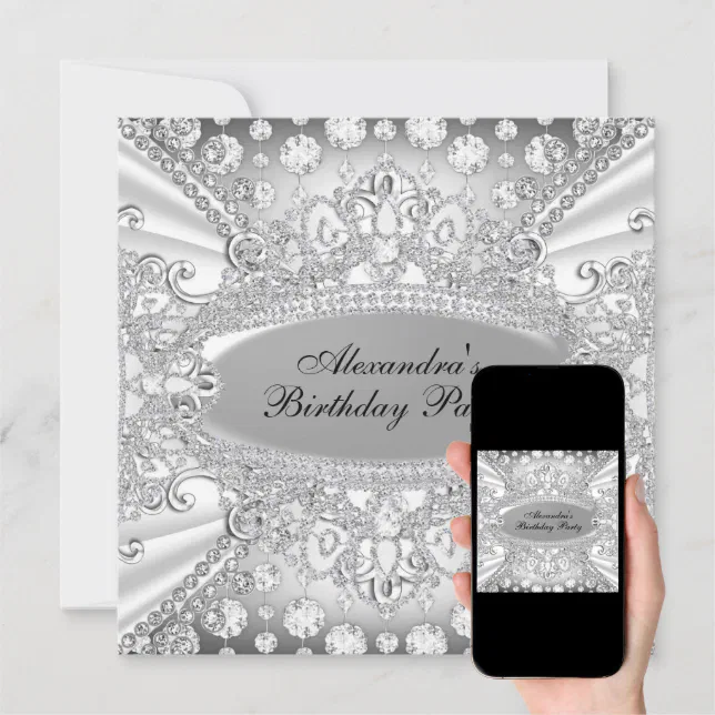 Elegant Diamond Jewel Birthday Party Invitation | Zazzle