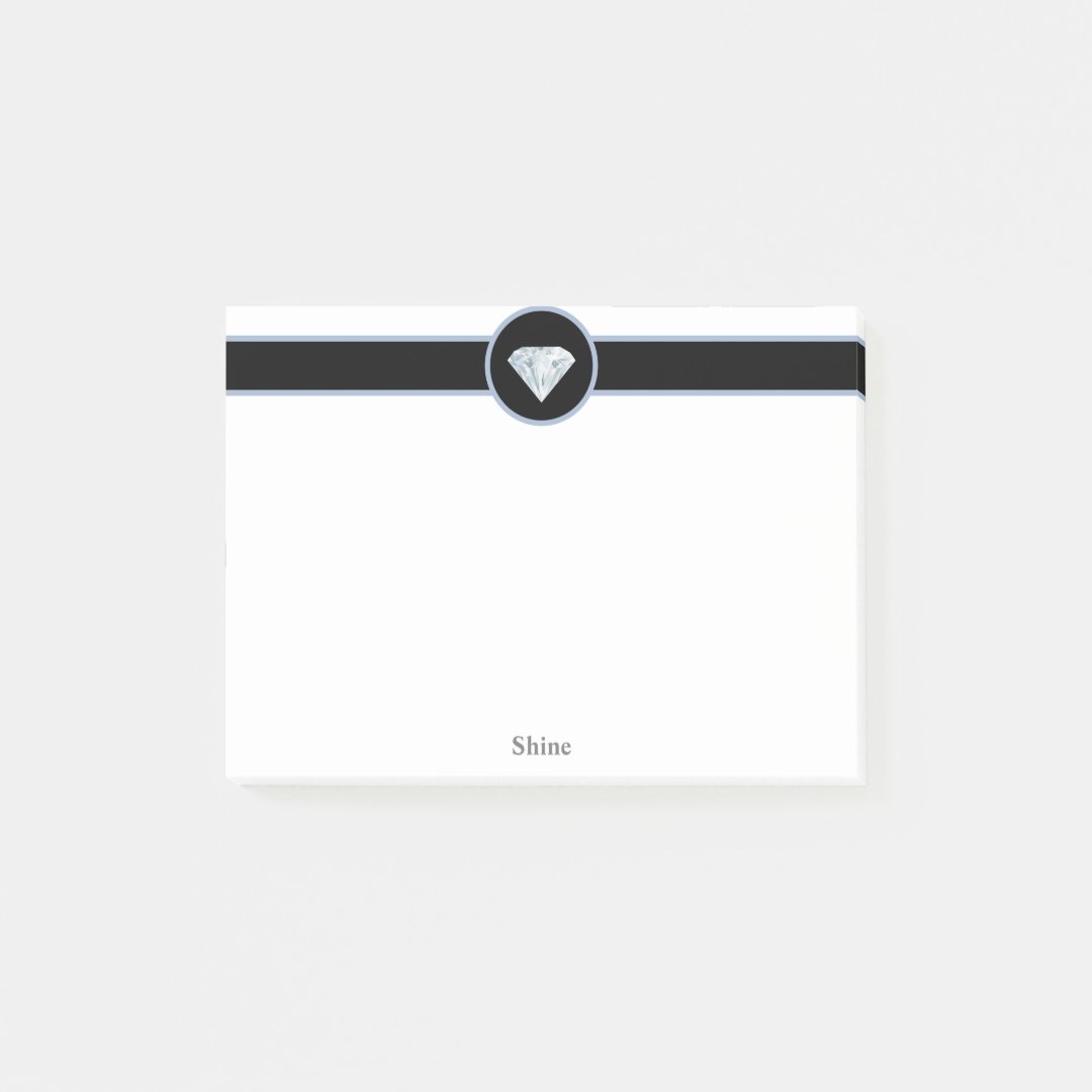 Elegant diamond on black and white post-it notes | Zazzle