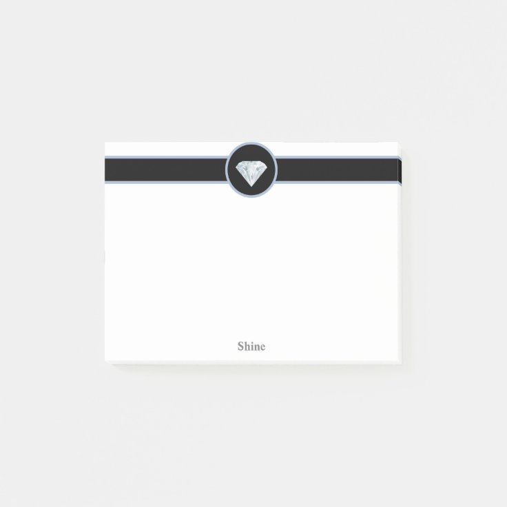 Elegant diamond on black and white post-it notes | Zazzle