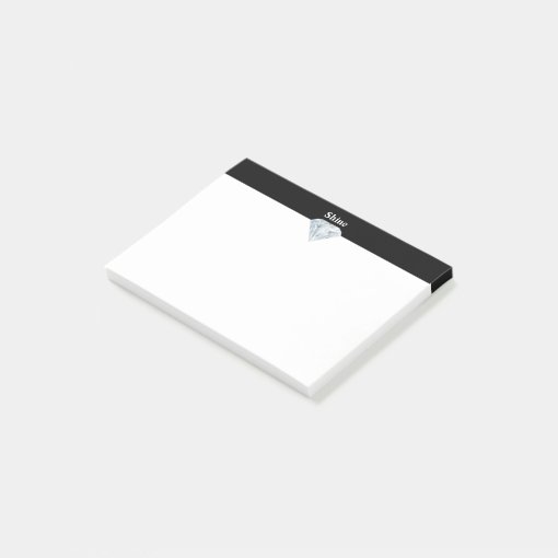 Elegant diamond on black and white post-it notes | Zazzle
