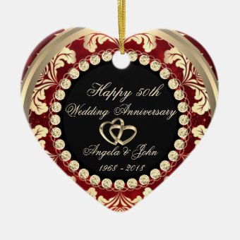 Elegant Diamonds 50th Wedding Anniversary Ceramic Ornament | Zazzle