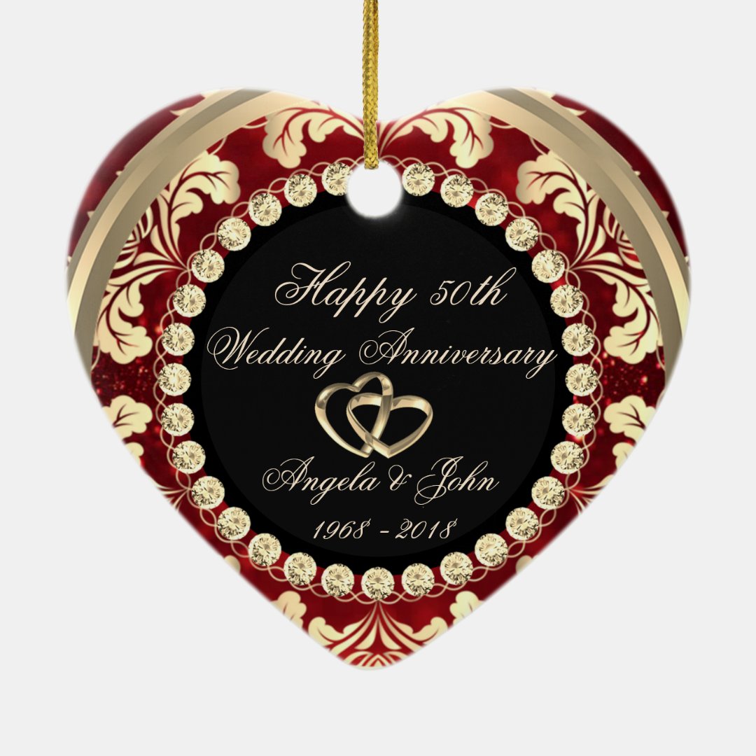 Elegant Diamonds 50th Wedding Anniversary Ceramic Ornament | Zazzle