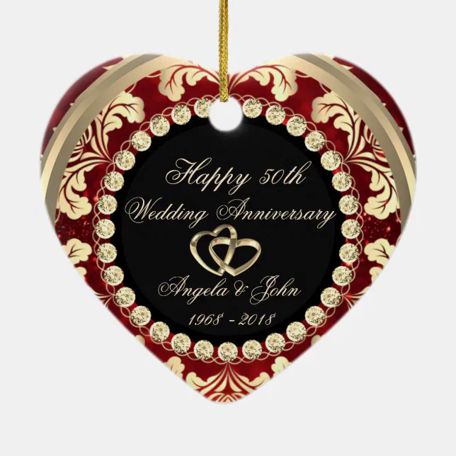 Elegant Diamonds 50th Wedding Anniversary Ceramic Ornament | Zazzle