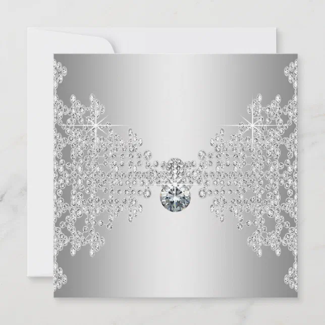 Elegant Diamonds and Silver Wedding Invitation | Zazzle