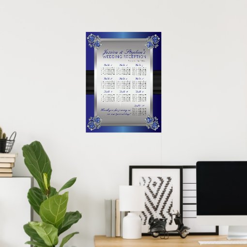 Elegant Diamonds Sapphire Wedding Seating Chart | Zazzle