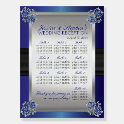 Elegant Diamonds Sapphire Wedding Seating Chart Foam Board | Zazzle