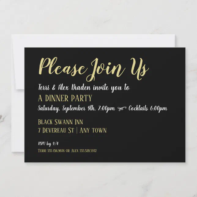 Elegant Dinner Party Reception Event Invitation | Zazzle