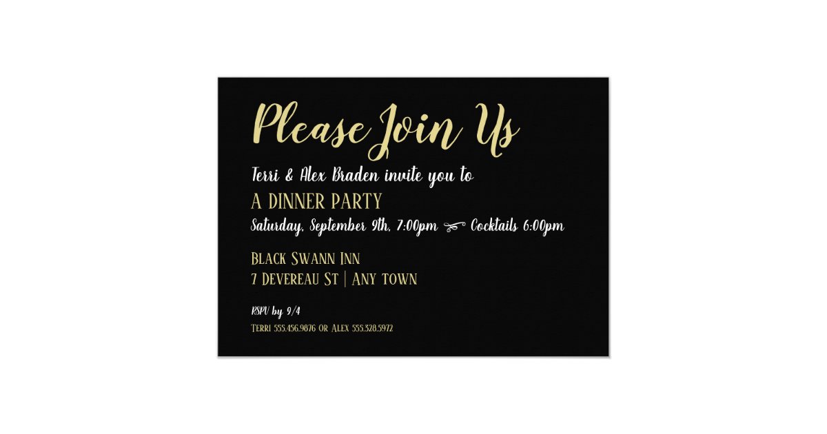 Elegant Dinner Party Reception Event Invitation | Zazzle.com