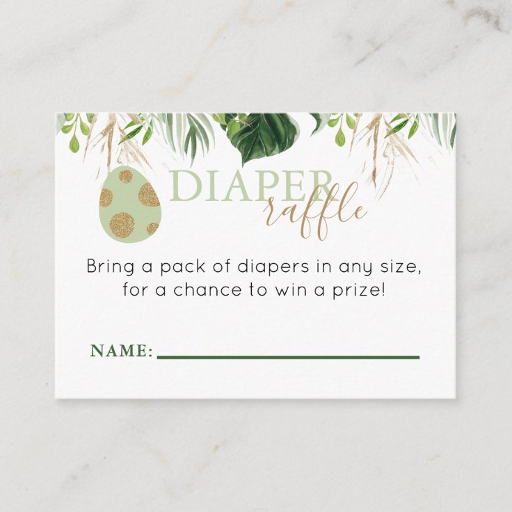 Elegant Dinosaur Diaper Raffle Invitation Insert | Zazzle