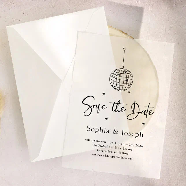 Elegant Disco Ball | Wedding Save the Date Vellum Invitations | Zazzle
