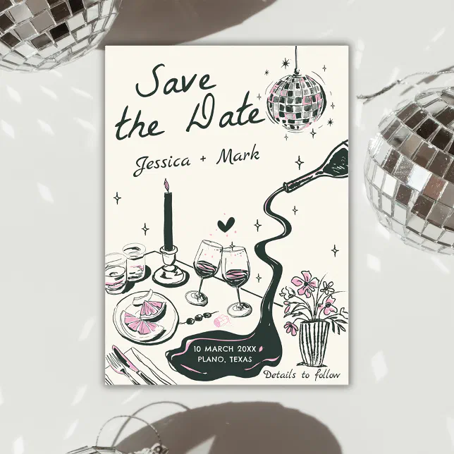 Elegant Disco Wedding Save The Date Invitation | Zazzle