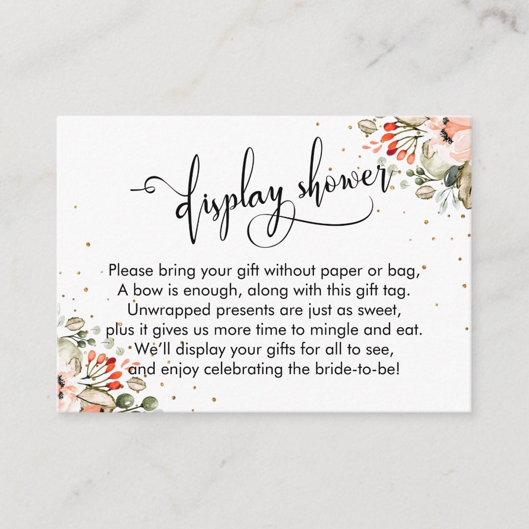 Elegant Display Bridal Shower Floral Confetti Enclosure Card | Zazzle