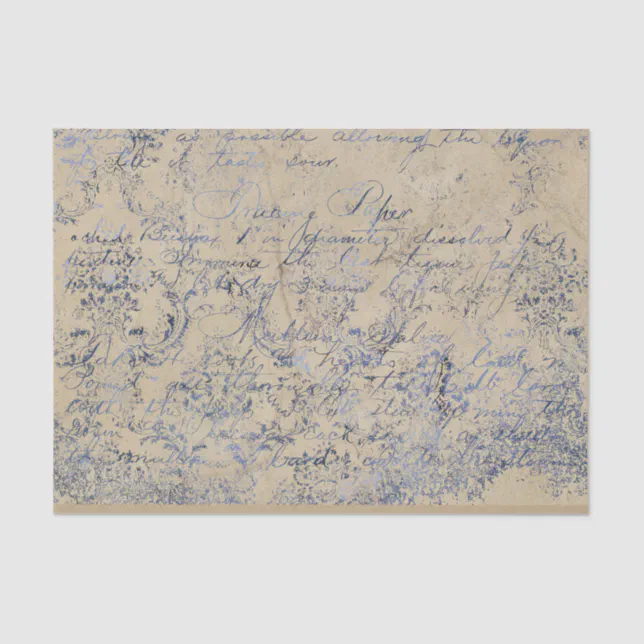 Elegant Distressed Blue Damask Tissue Paper | Zazzle