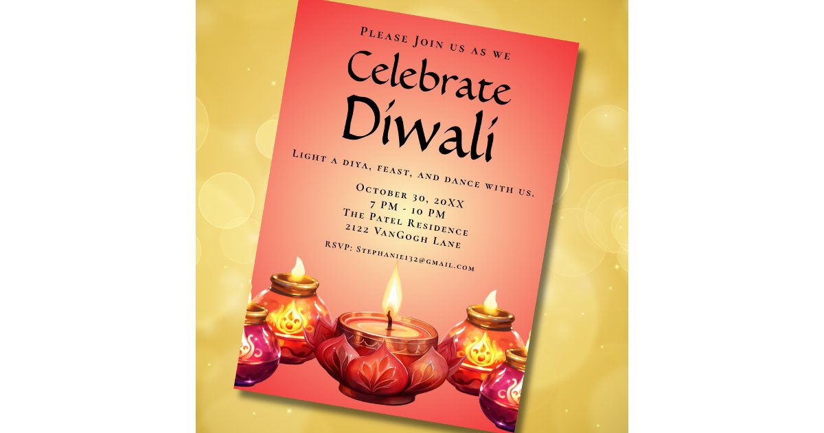 Elegant Diya Diwali Celebration Invitation | Zazzle