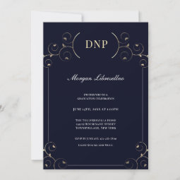 Elegant DNP degree Gold Blue Graduation Party Invitation | Zazzle