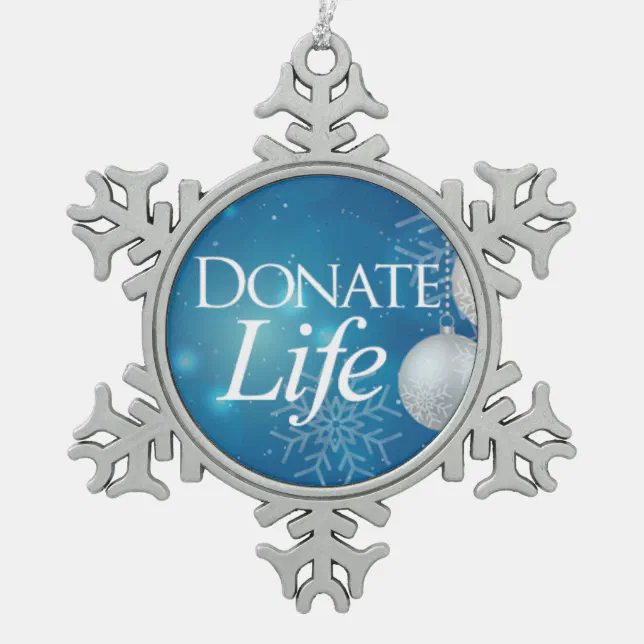 Elegant Donate Life Christmas Snowflake Pewter Christmas Ornament | Zazzle
