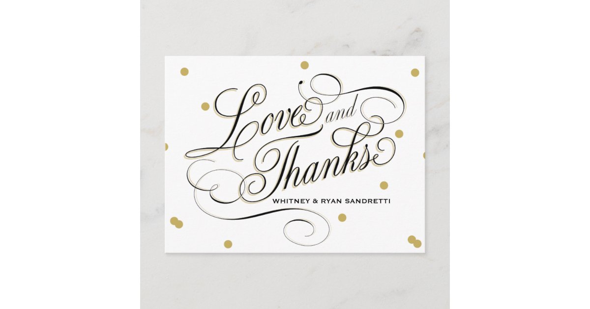Elegant Dot Gold Thank You Postcard | Zazzle