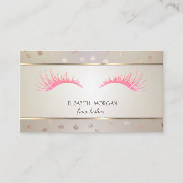 Elegant ,Dots,Striped,Faux Lashes Appointment Card | Zazzle