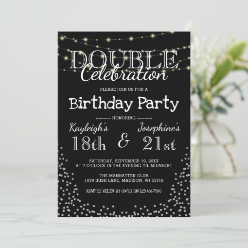 Elegant Double Celebration Birthday Party Invitation | Zazzle