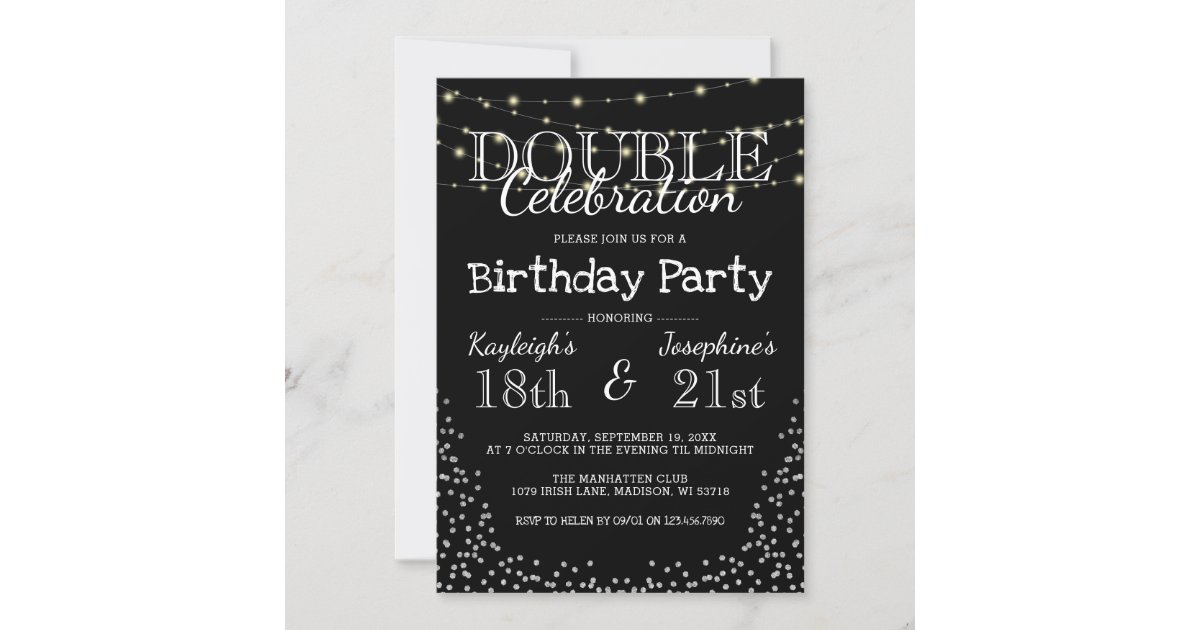 Elegant Double Celebration Birthday Party Invitation | Zazzle