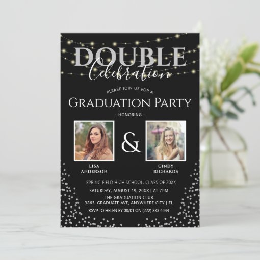 Elegant Double Celebration Graduation Party Invitation | Zazzle