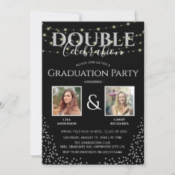 Elegant Double Celebration Graduation Party Invitation | Zazzle