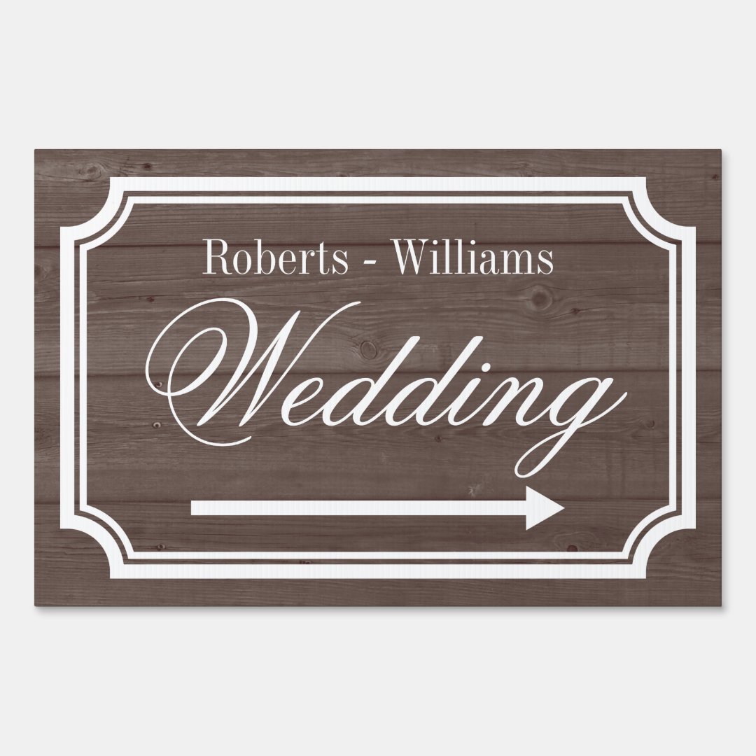 Elegant double sided directional wedding yard sign | Zazzle