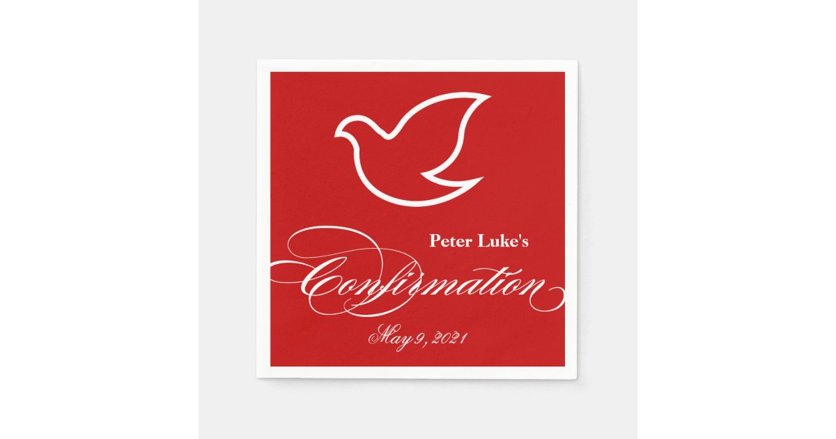 Elegant Dove Confirmation Personalized Napkin | Zazzle