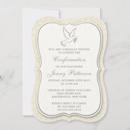 Elegant Dove Holy Spirit Communion Or Confirmation Invitation | Zazzle