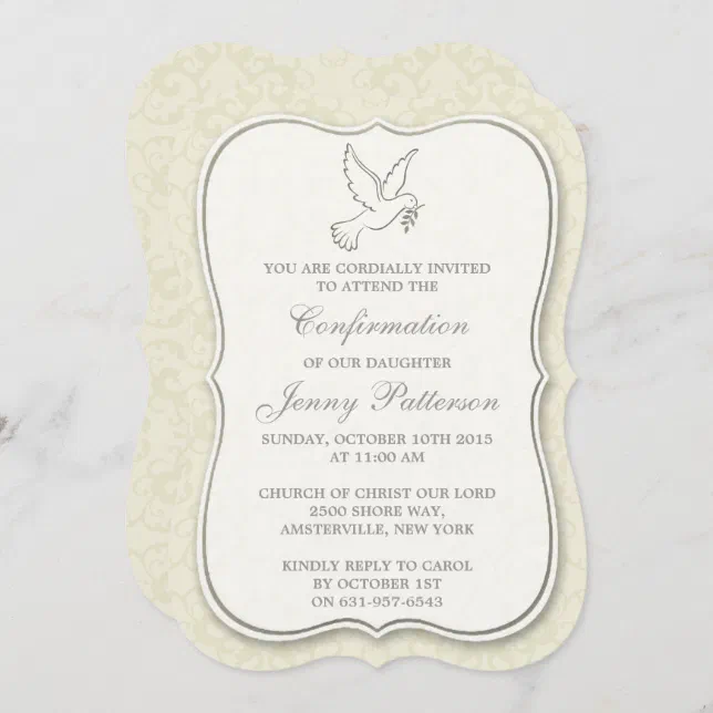 Elegant Dove Holy Spirit Communion Or Confirmation Invitation | Zazzle