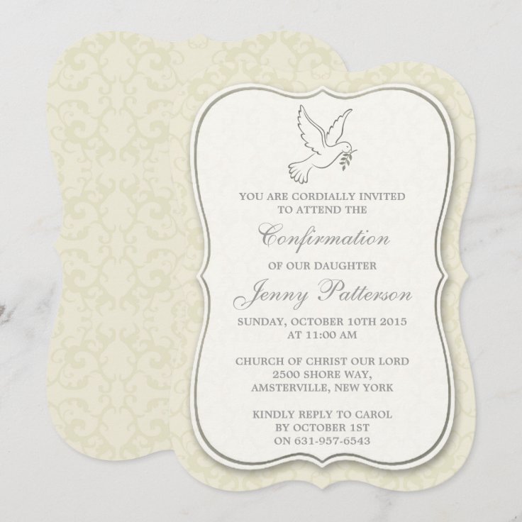 Elegant Dove Holy Spirit Communion Or Confirmation Invitation | Zazzle