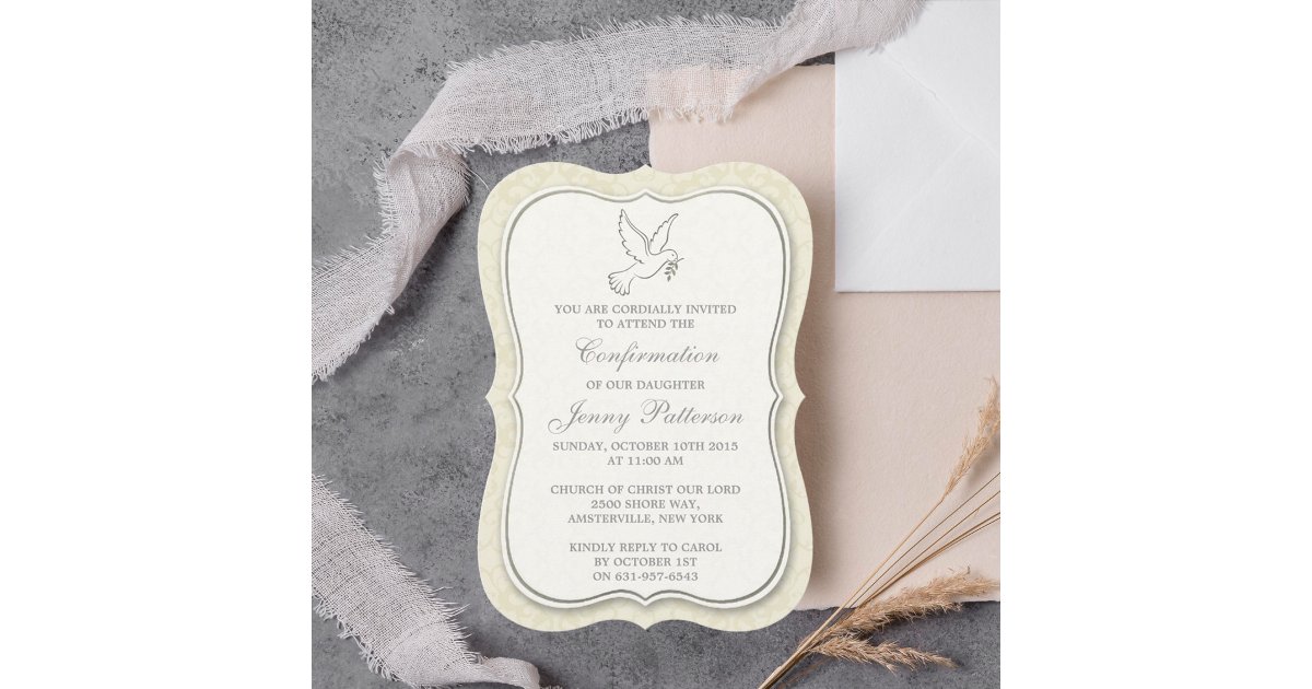 Elegant Dove Holy Spirit Communion Or Confirmation Invitation | Zazzle