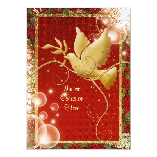 Elegant Dove peace swirls christmas party Invitation | Zazzle.com